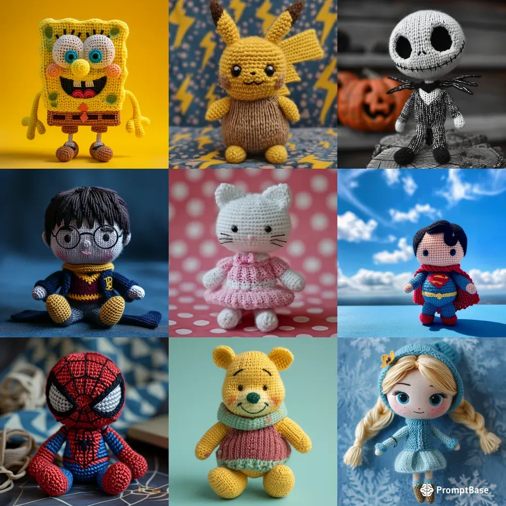 Cute Knitted Dolls Characters Midjourney Prompt | PromptBase