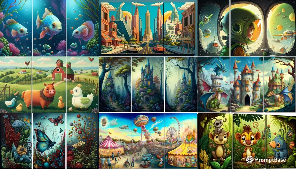 Children Themed 3 Panel Canvas Ideas Midjourney Prompt | PromptBase