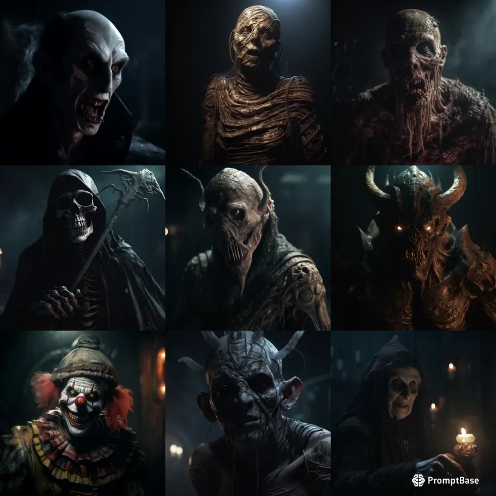 Scary Grotesque Horror Characters Midjourney Prompt | PromptBase