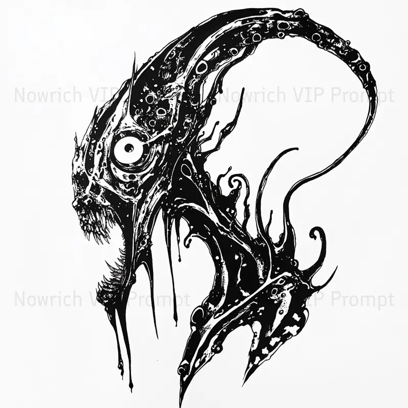 Ink Art Monster Logo Cover Art Tshirt Midjourney Prompt | PromptBase