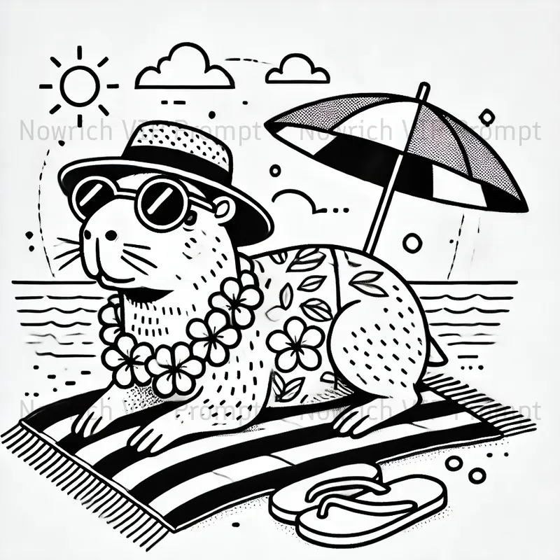 Super Cute Capybara Coloring Books DALL·E Prompt | PromptBase