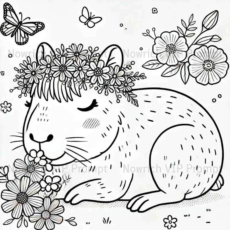 Super Cute Capybara Coloring Books DALL·E Prompt | PromptBase