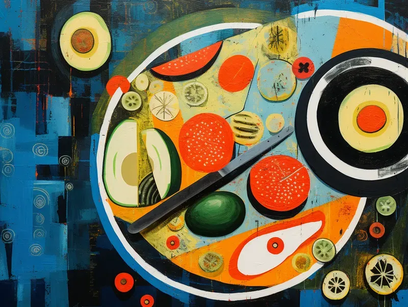Food Abstract Paintings Midjourney Prompt | PromptBase