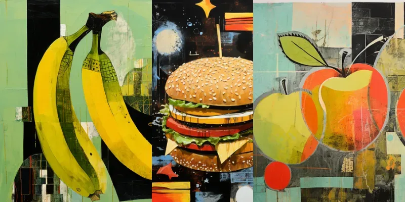 Food Abstract Paintings Midjourney Prompt | PromptBase
