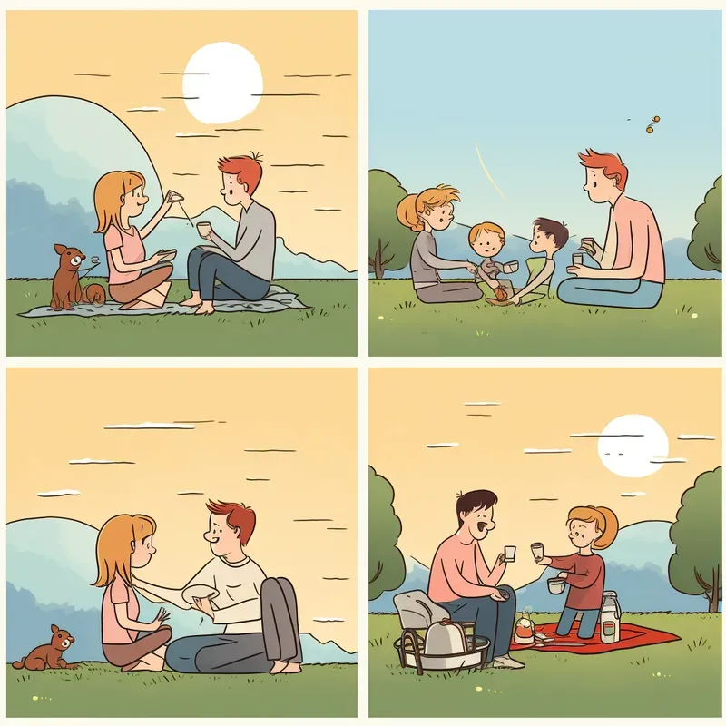 Cute Cartoon Humorous Comic Strip Midjourney Prompt | PromptBase