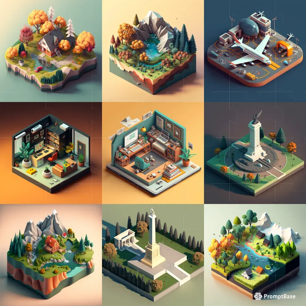 Isometric Scenes Midjourney Prompt | PromptBase