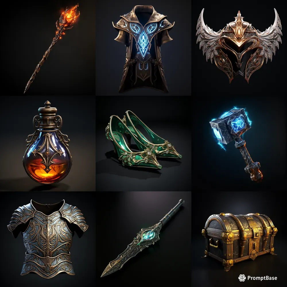 Fantasy RPG Inventory Items Midjourney Prompt | PromptBase
