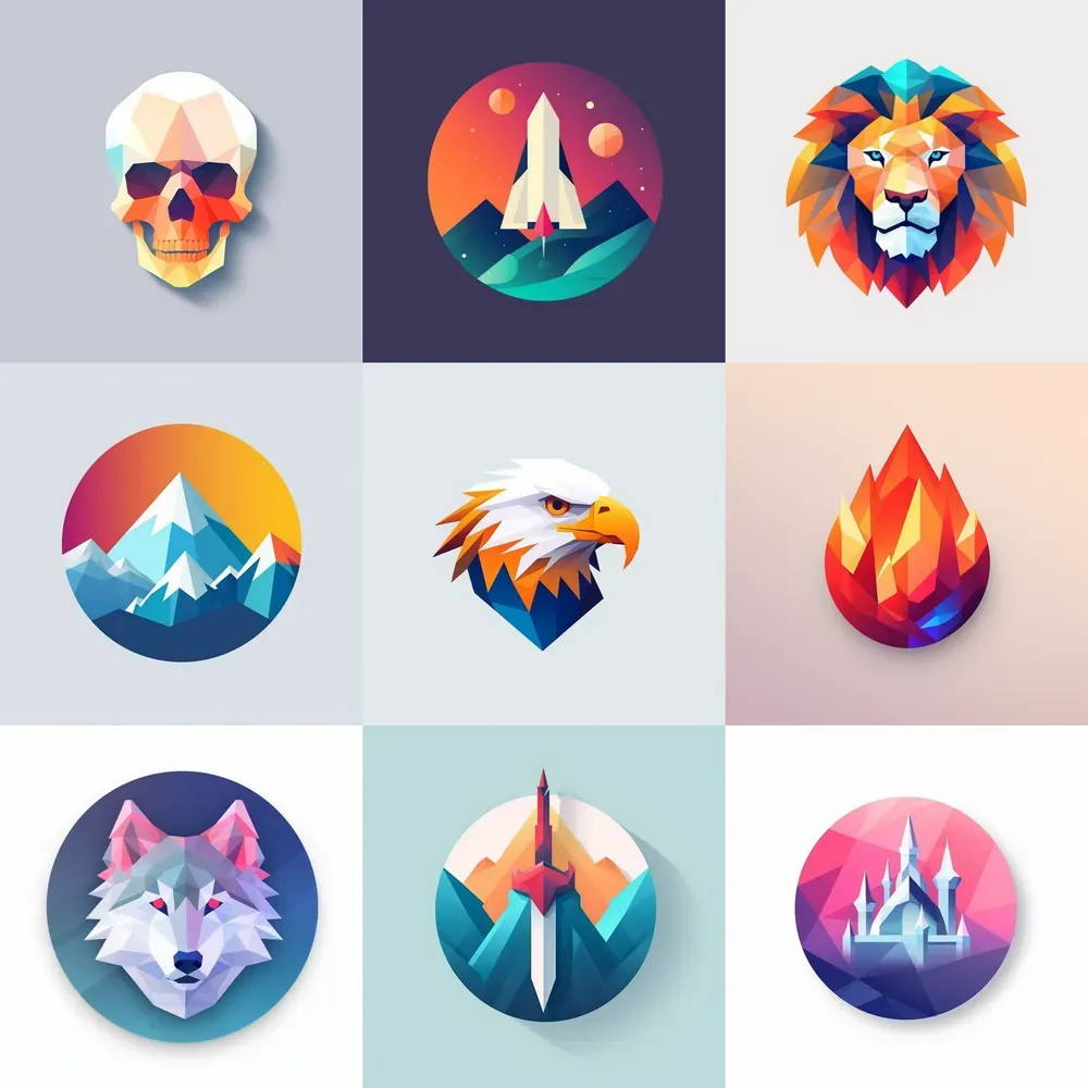 Low Poly Logos And Icons HD Midjourney Prompt | PromptBase