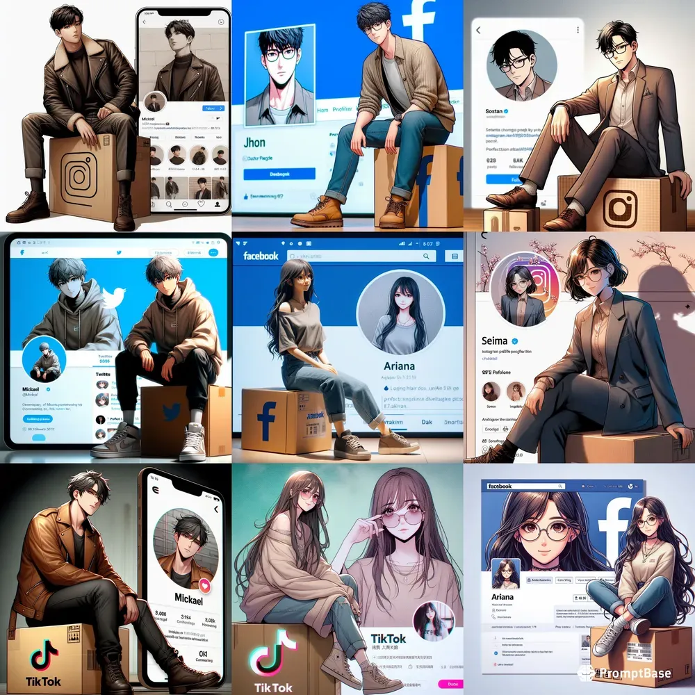 Profile Social Media Manhwa Characters DALL·E Prompt | PromptBase