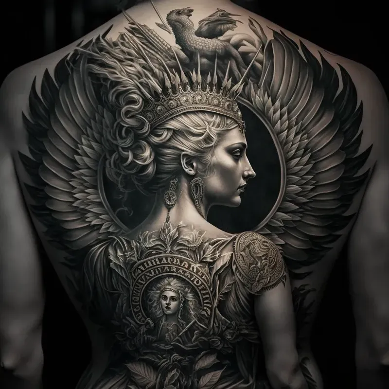 Roman Style Tattoos Realistic Midjourney Prompt | PromptBase