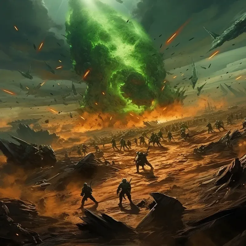 Concept Art Battlefield Landscapes Midjourney Prompt | PromptBase