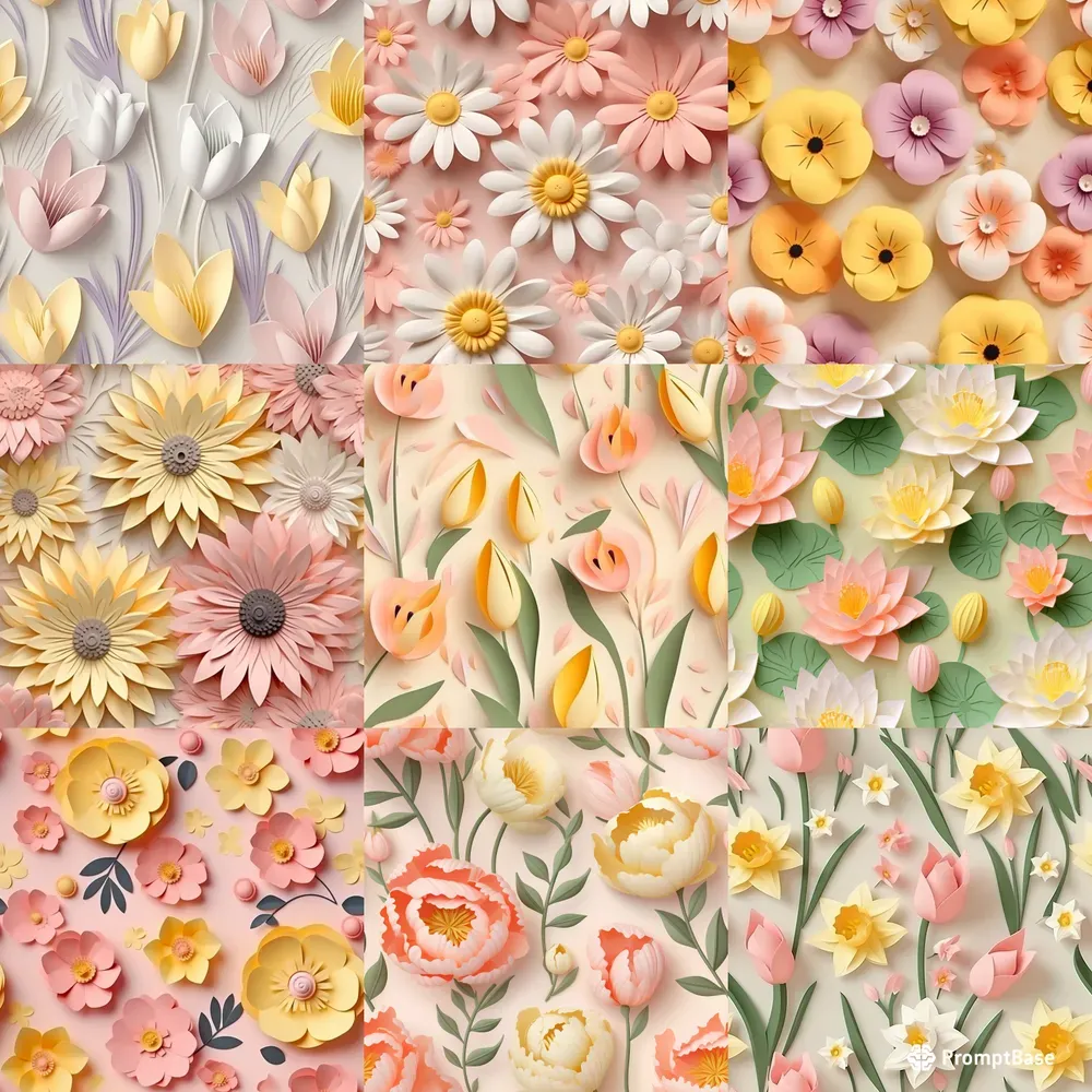 Floral Papercut Seamless Pattern Midjourney Prompt | PromptBase