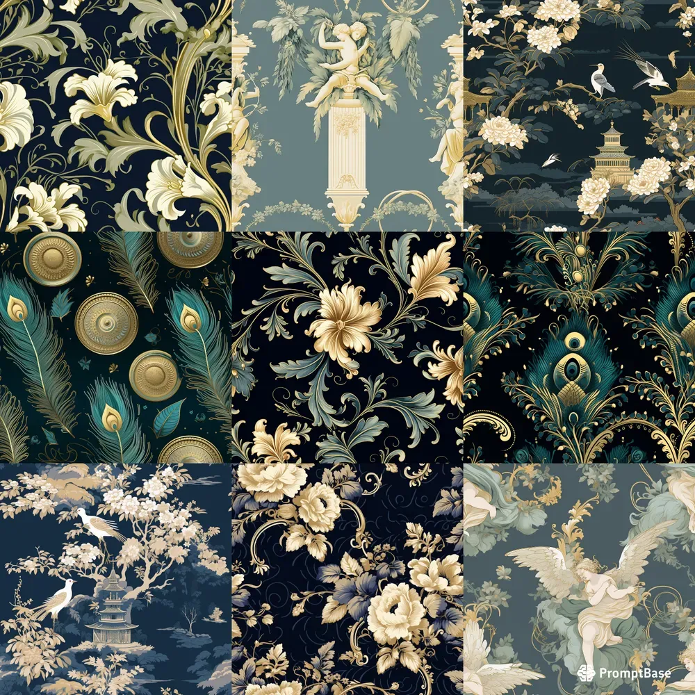 Neoclassic Elegant Seamless Wallpapers Midjourney Prompt | PromptBase