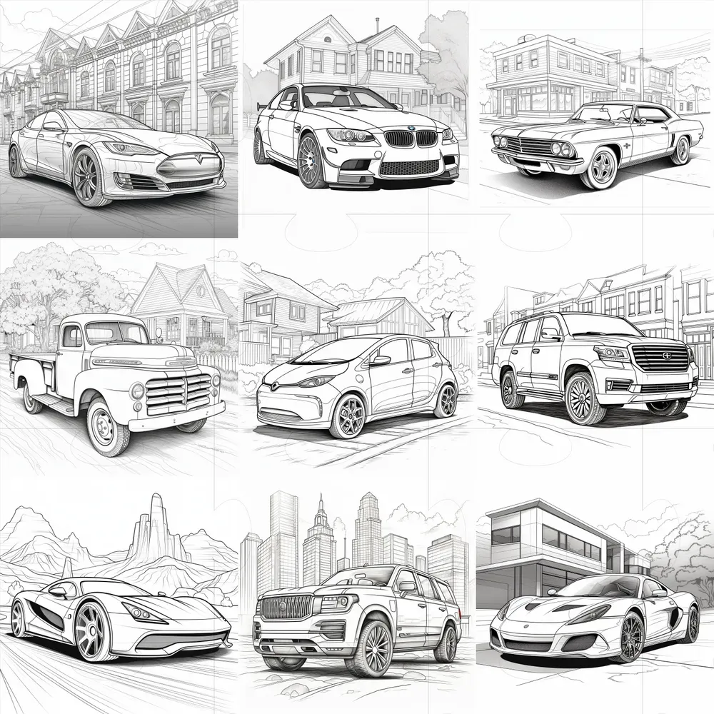 Dream Car Coloring Pages Midjourney Prompt | PromptBase