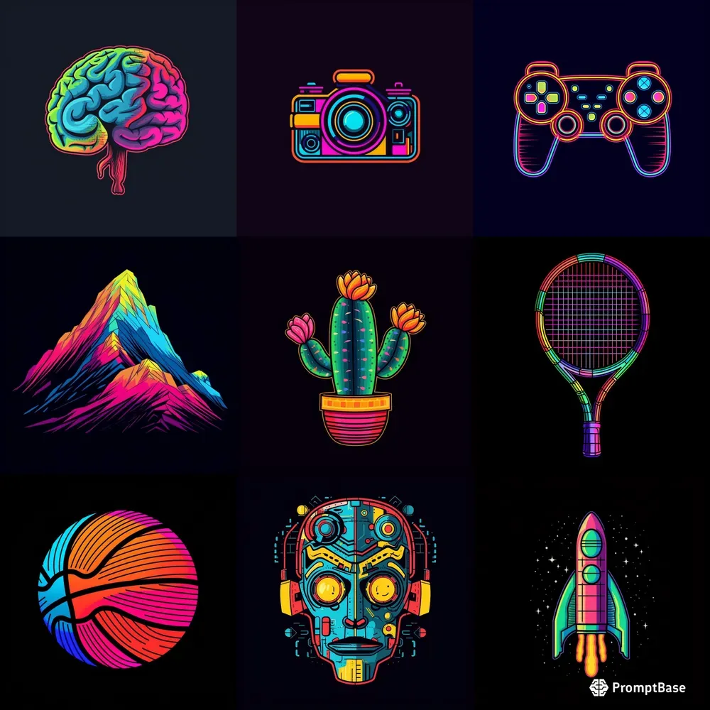 Neon Pop Art Logos Midjourney Prompt | PromptBase