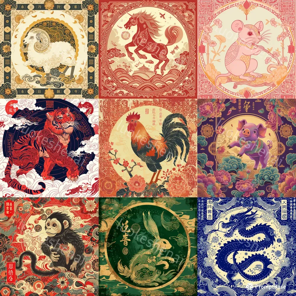 Chinese New Year Zodiac Image Art Midjourney Prompt | PromptBase
