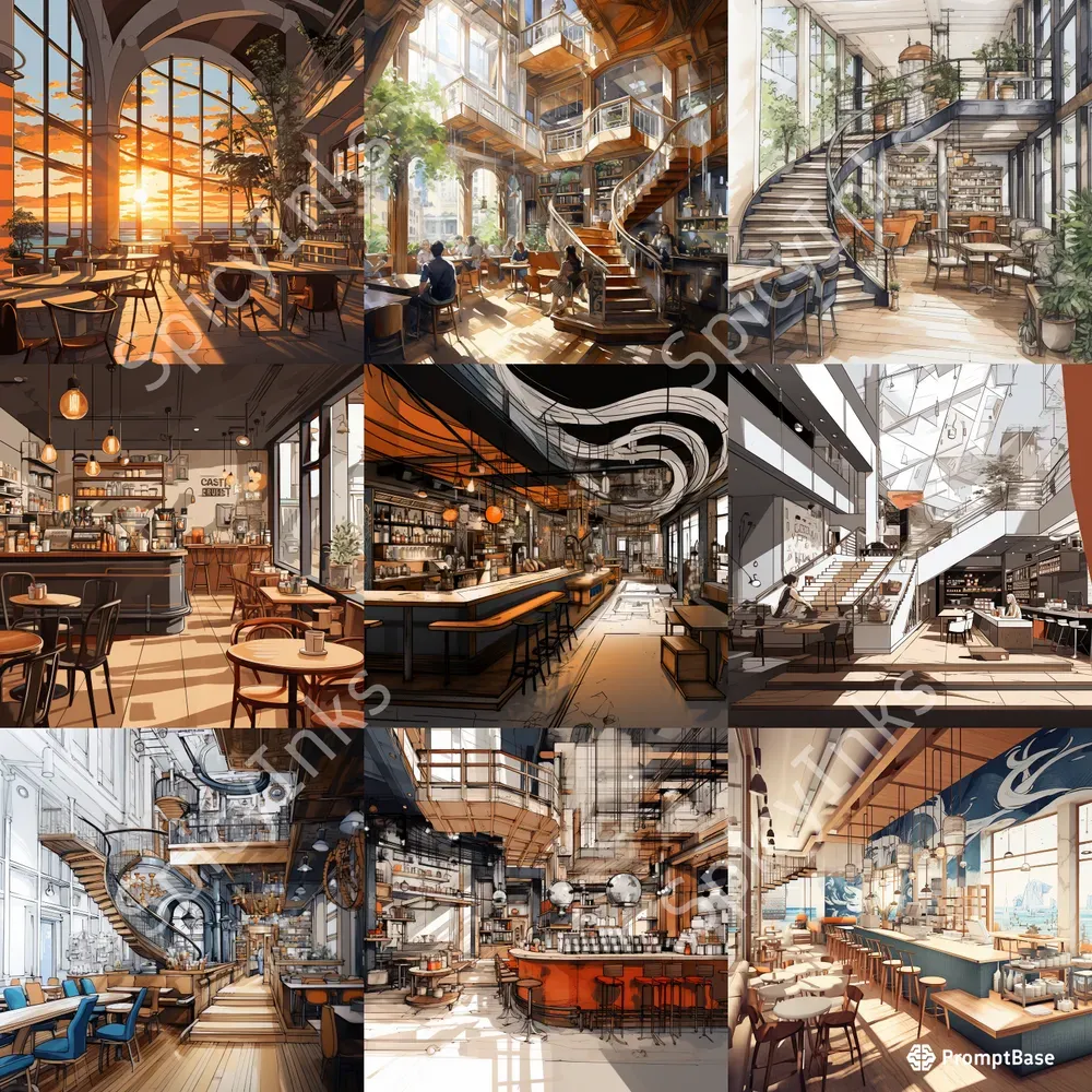 Interior Linework Renders Midjourney Prompt | PromptBase