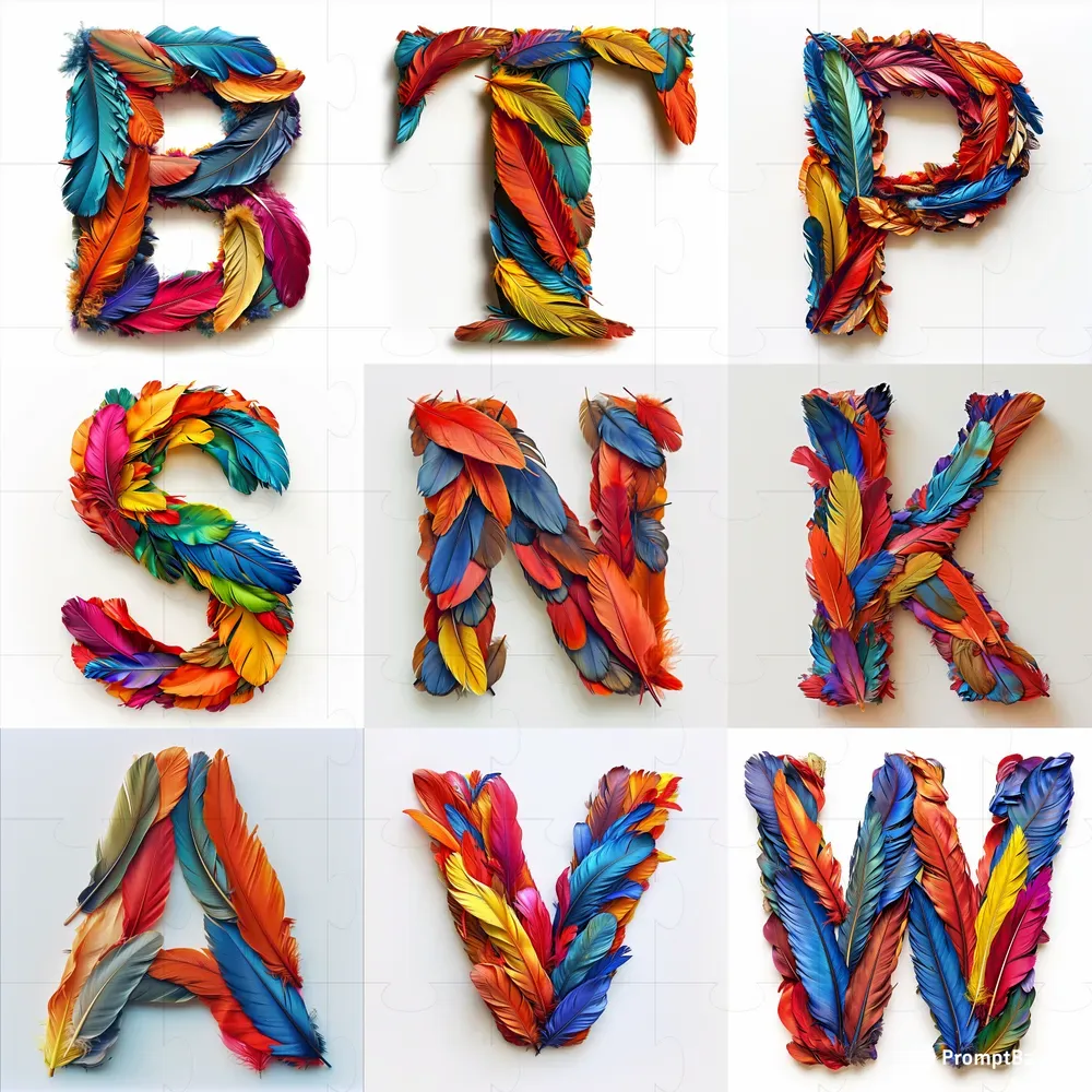 Feathers Letter Logos Midjourney Prompt | PromptBase