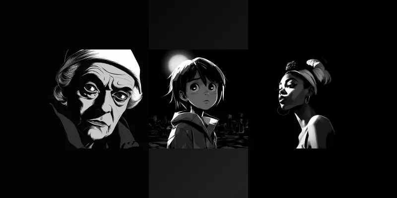 Black And White Noir Style Illustrations Midjourney Prompt | PromptBase