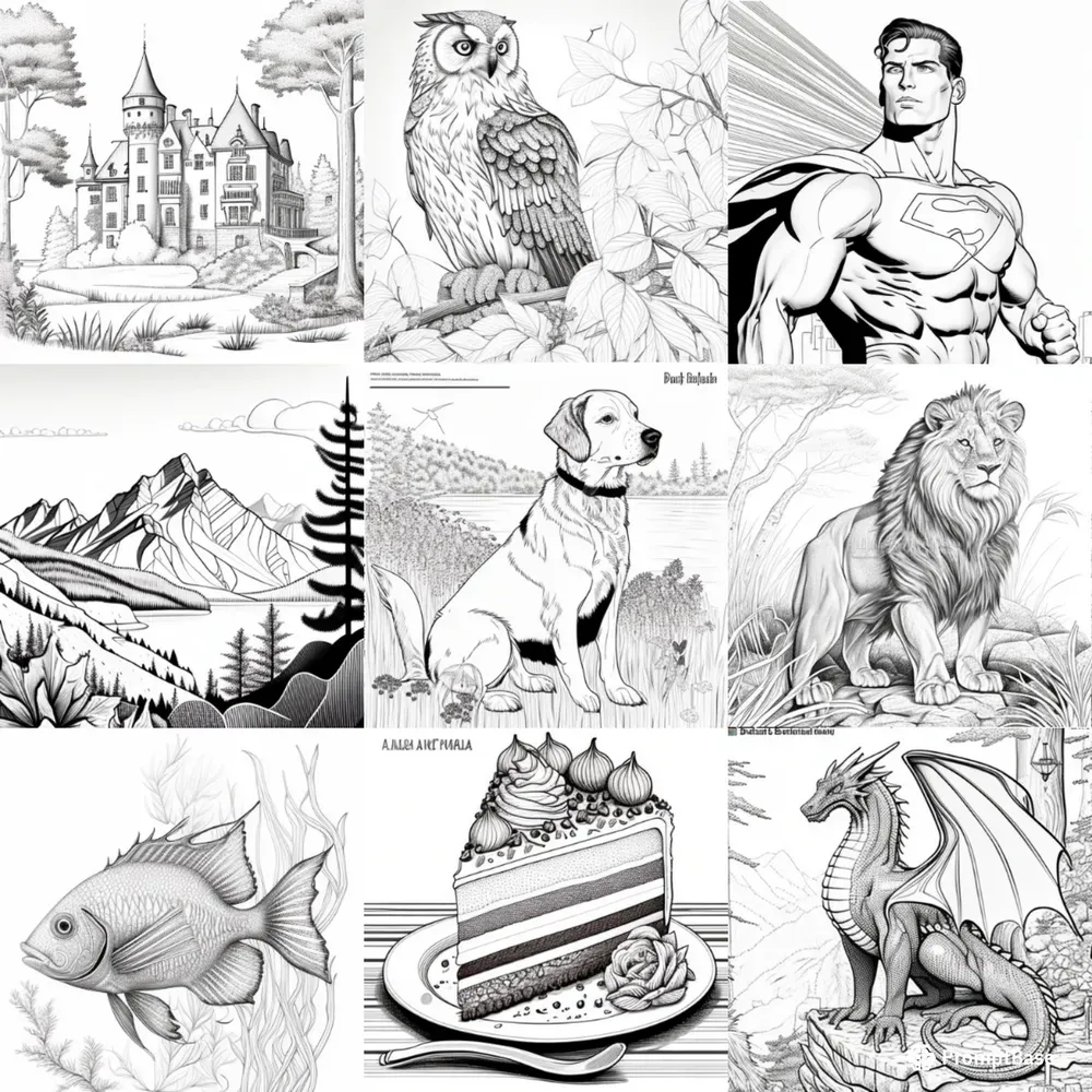 Coloring Book Illustrations Midjourney Prompt | PromptBase