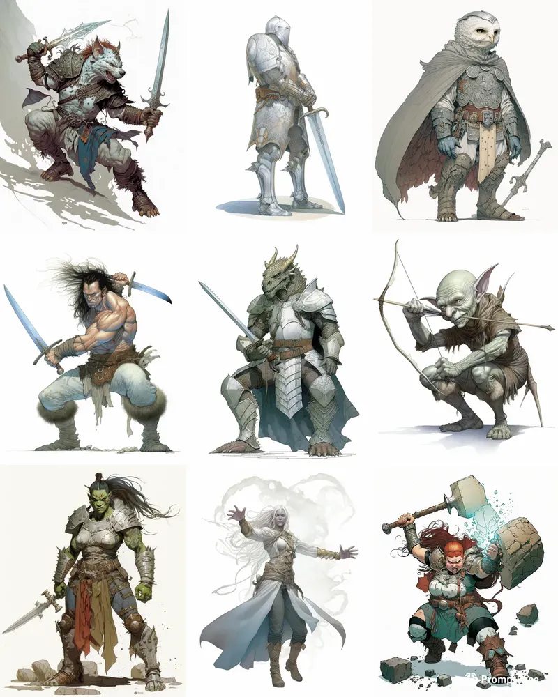 DnD Fantasy Characters Tabletop RPG Midjourney Prompt | PromptBase