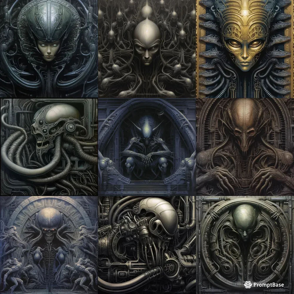 Hr Giger Aliens And Machines Midjourney Prompt | PromptBase