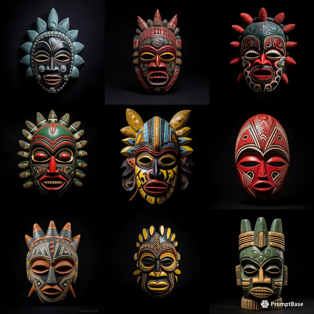 Yoruba Masks From Nigeria Midjourney Prompt | PromptBase