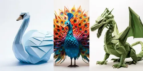 Colorful Origami Graphic Designs Midjourney Prompt | PromptBase