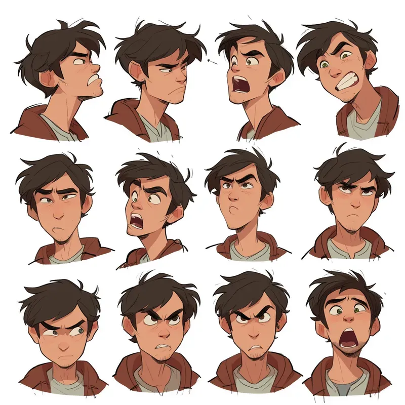 Character Sheets With Big Emotions Midjourney Prompt | PromptBase