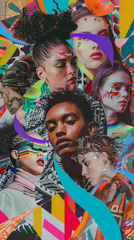 Abstract Vogue Fashion Fusion Collages Midjourney Prompt | PromptBase