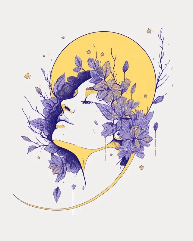 Lovely Purple Line Art Midjourney Prompt | PromptBase