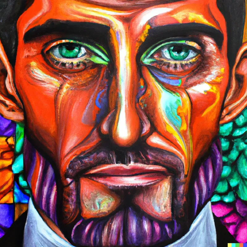 Colorful Man Portraits Oil Paint DALL·E Prompt | PromptBase
