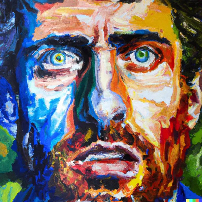 Colorful Man Portraits Oil Paint DALL·E Prompt | PromptBase