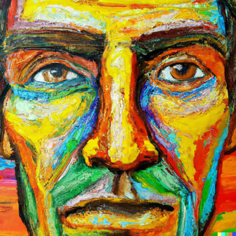 Colorful Man Portraits Oil Paint DALL·E Prompt | PromptBase