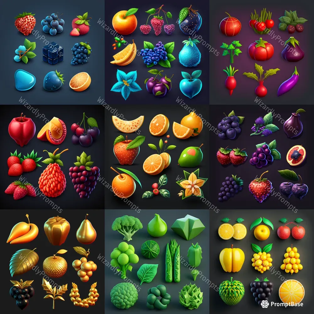 Video Game Fruits And Vegetables Midjourney Prompt | PromptBase