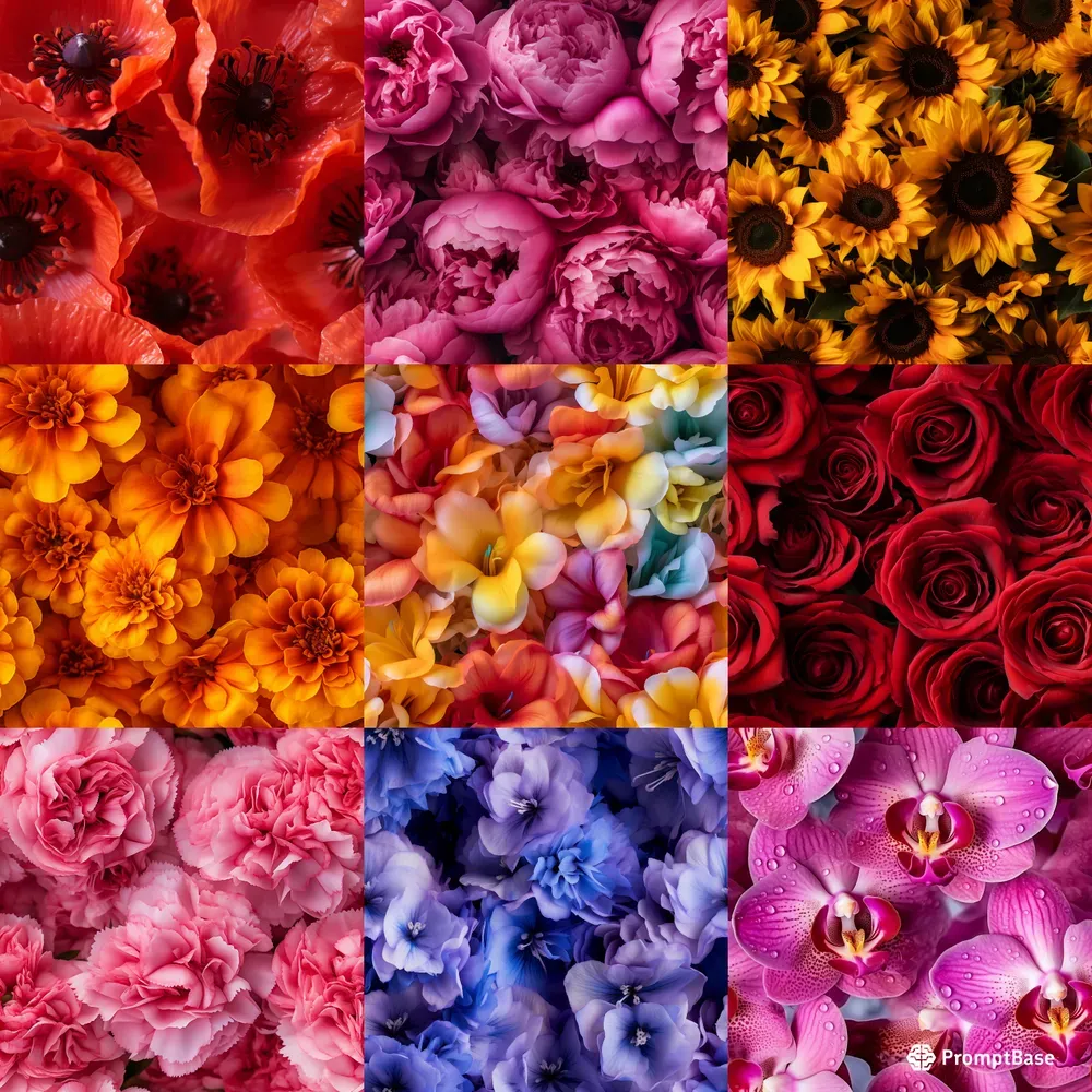 Realistic Floral Patterns Macro Flowers Midjourney Prompt | PromptBase