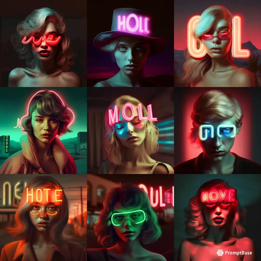 Cool Surrealist Neon Portraits Midjourney Prompt | PromptBase