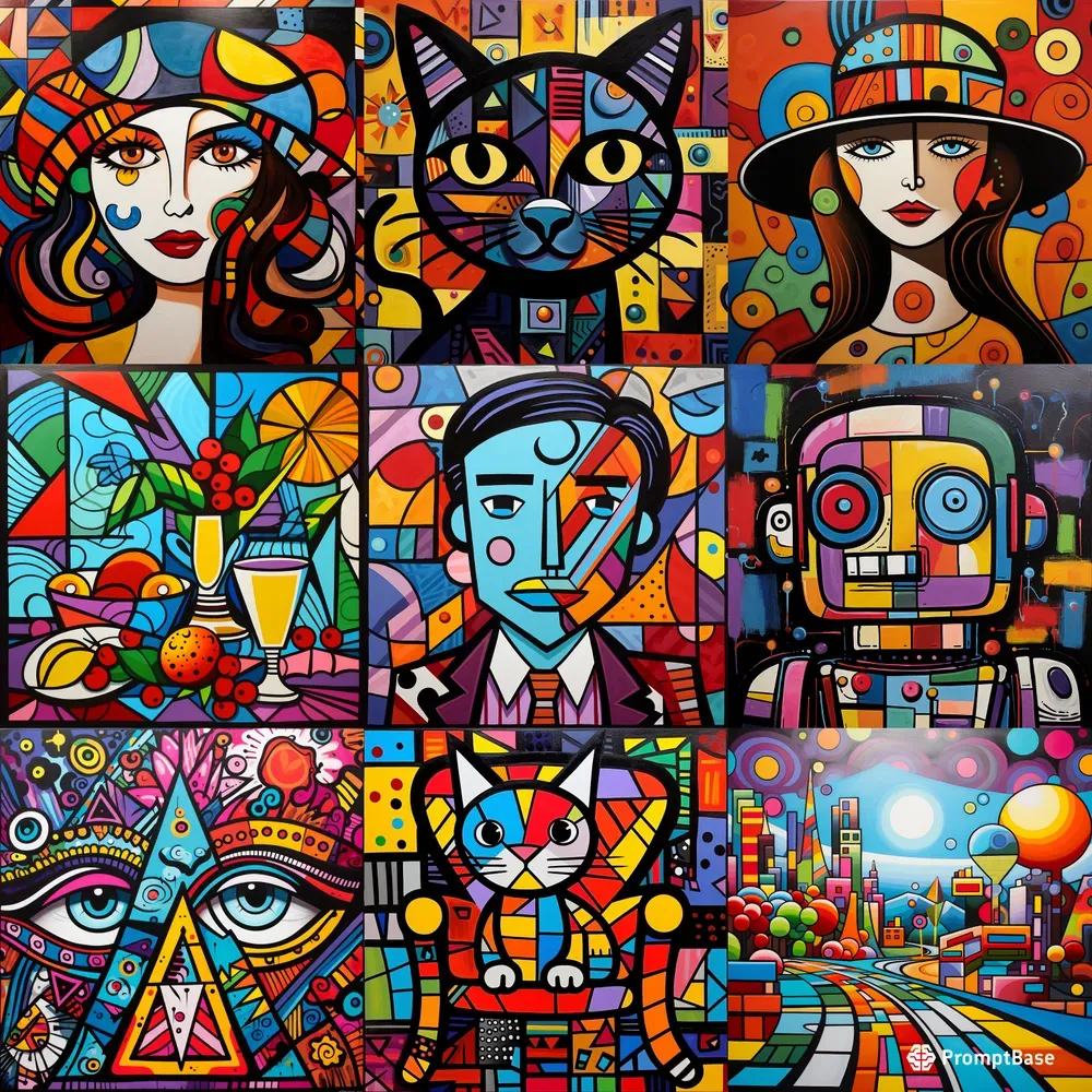 Abstract Vibrant Cubism Paintings Midjourney Prompt | PromptBase