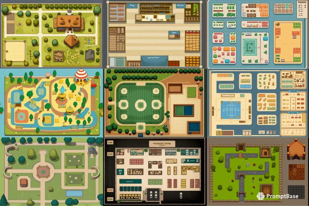 2D Topdown Game Maps Midjourney Prompt | PromptBase