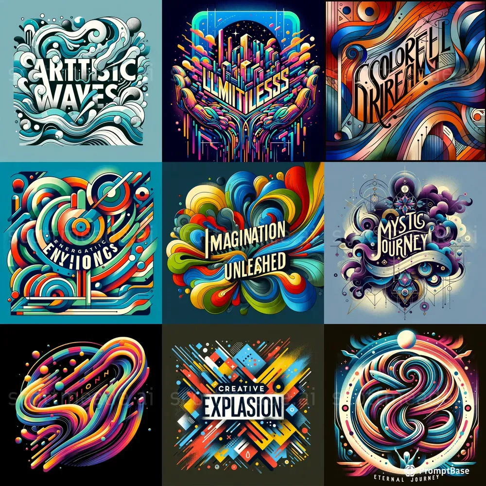 Abstract Text Art Designs DALL·E Prompt | PromptBase