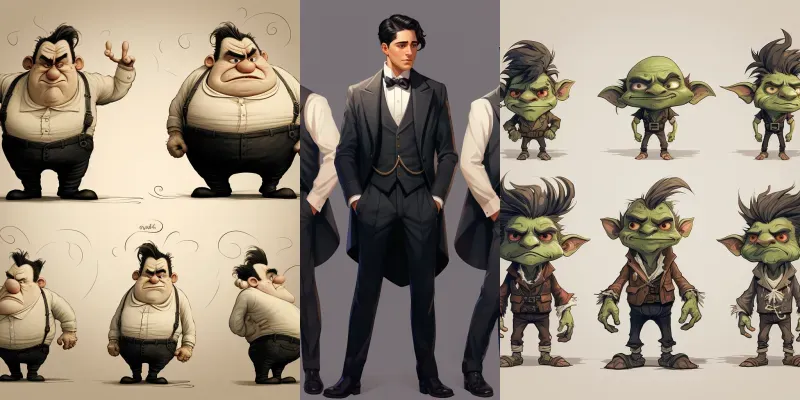 1920s Style Character Design Sheets Midjourney Prompt | PromptBase