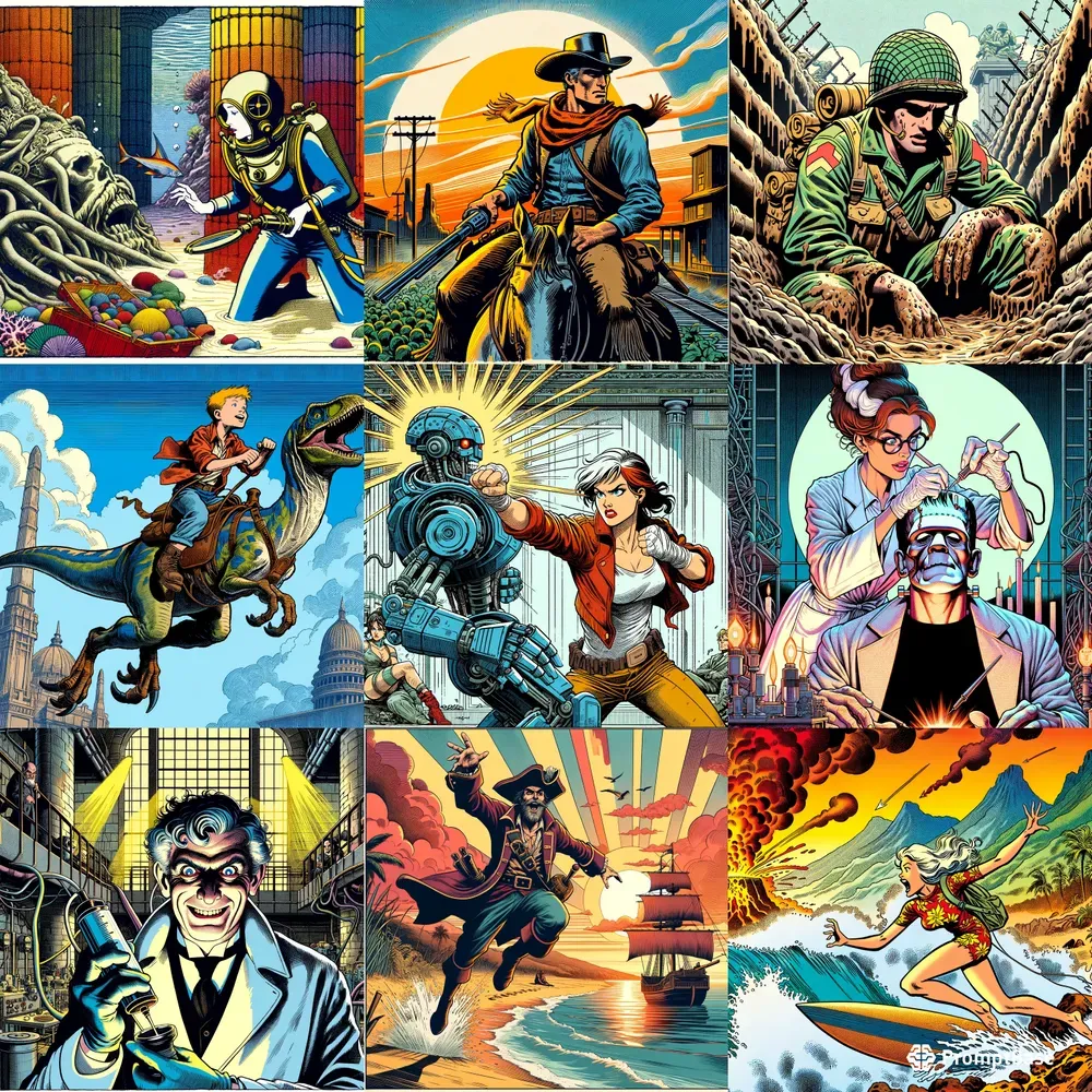 Comic Book Illustrations DALL·E Prompt | PromptBase