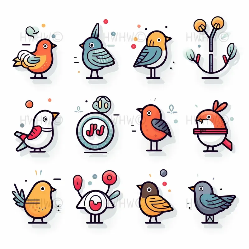 Cute 2D Cartoon Doodle Icon Sets Midjourney Prompt | PromptBase