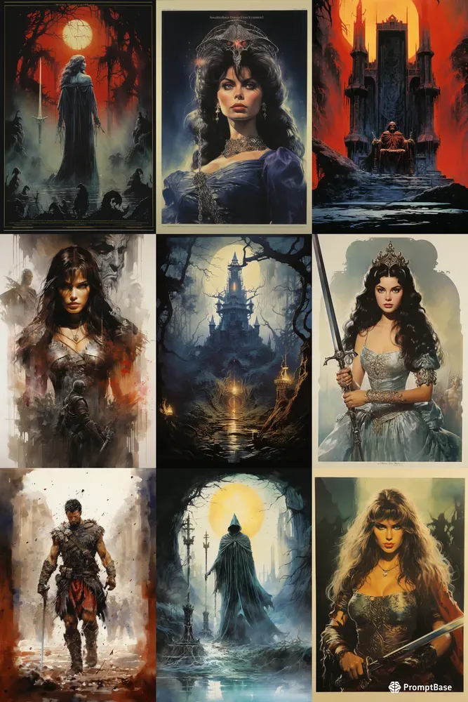 Vintage Dark Fantasy Posters Midjourney Prompt | PromptBase