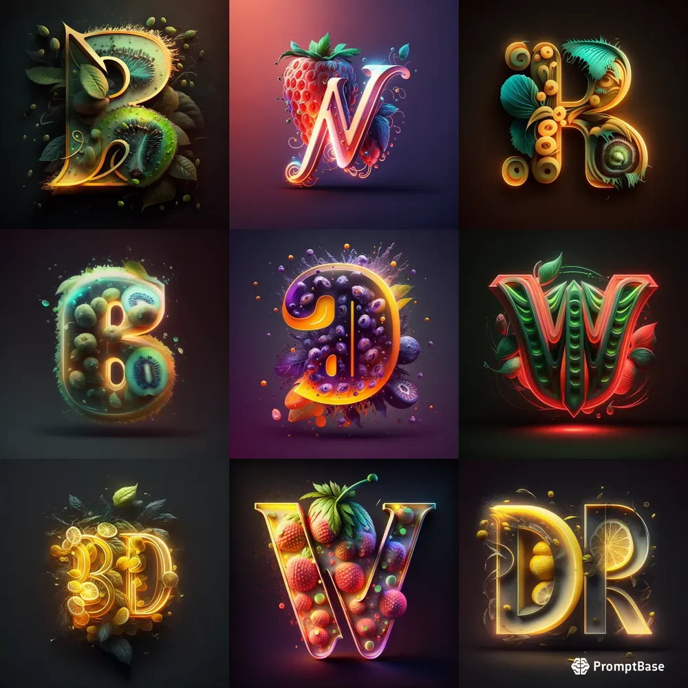 Fruit Made Lettering Logos Midjourney Prompt | PromptBase