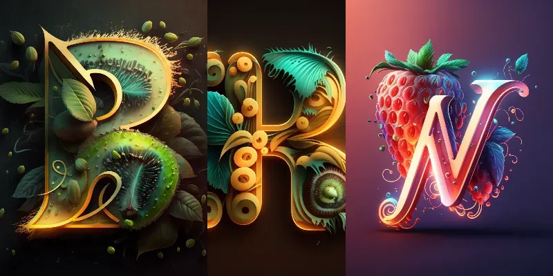 Fruit Made Lettering Logos Midjourney Prompt | PromptBase