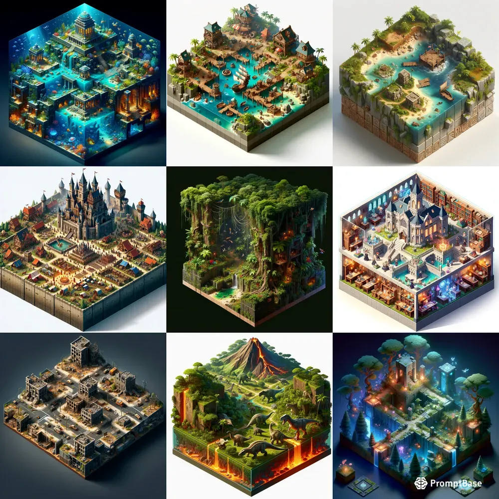 3D Isometric Game Blocks DALL·E Prompt | PromptBase