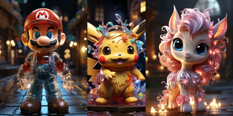 Disney Style Cute Colorful Neon Characters Midjourney Prompt | PromptBase