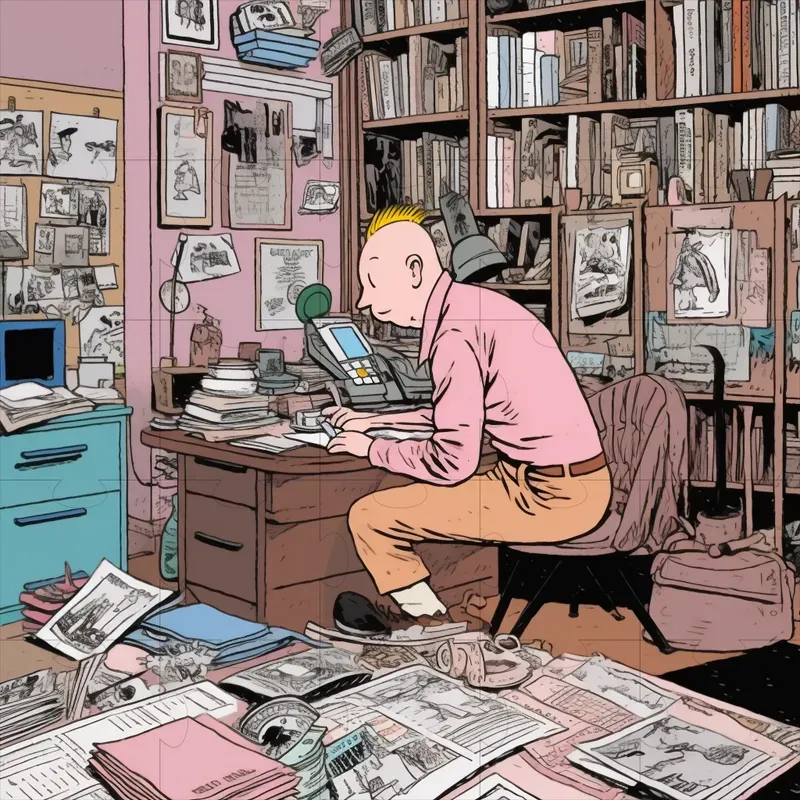 Tintin Comic Strip Illustrations Midjourney Prompt | PromptBase