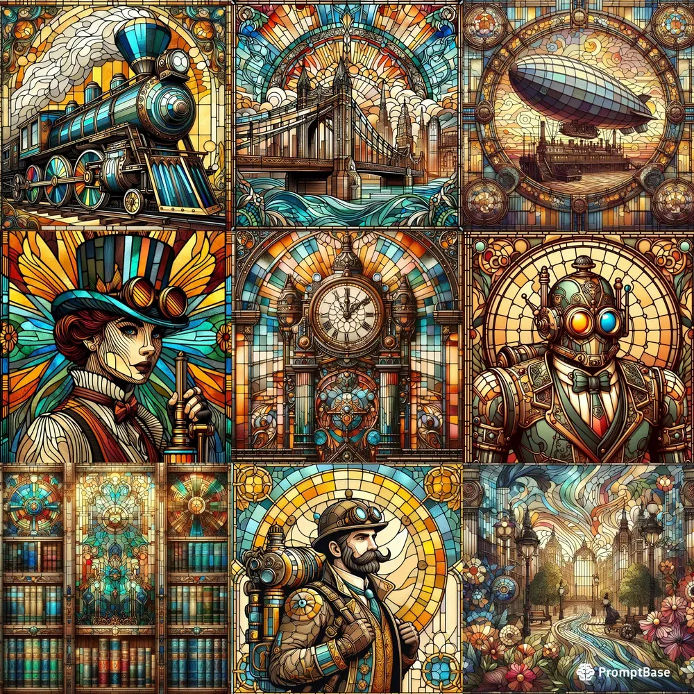 Steampunk Stained Glass DALL·E Prompt | PromptBase
